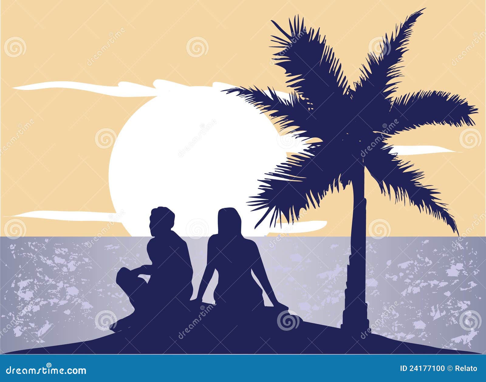 Romantic couple at sunset stock vector. Illustration of close - 24177100