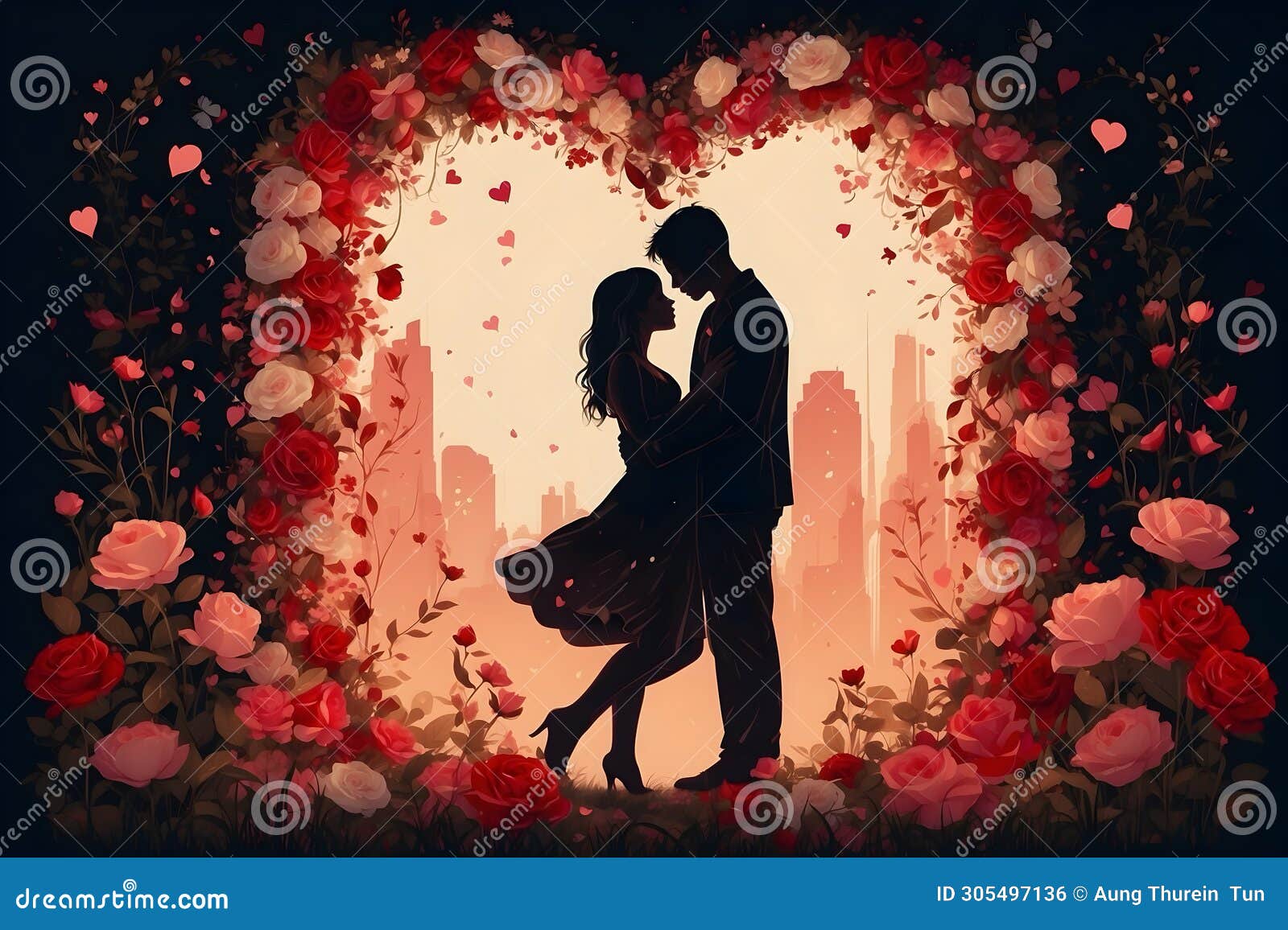 A Romantic Couple Under a Tree with Valentines Themes Stock Photo - Image of abstract, people ...