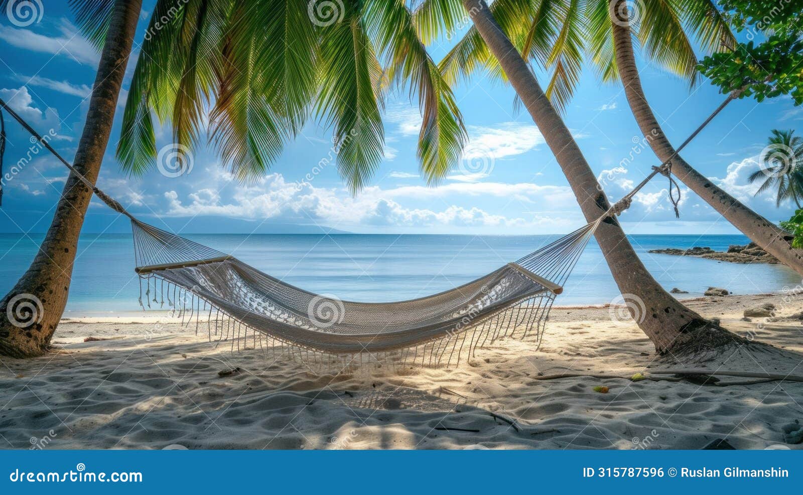 Romantic Cozy Hammock in the Shadow of the Palm on the Tropical Beach ...