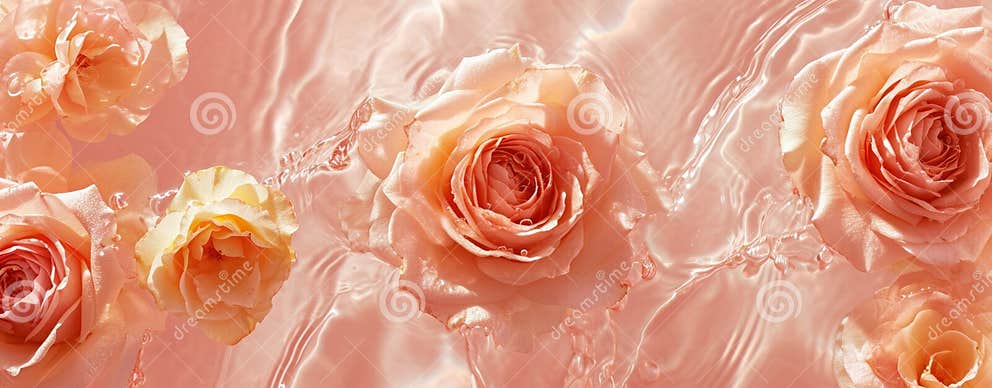 Romantic Creative Layout with Roses Floating in Water. Minimal Nature ...