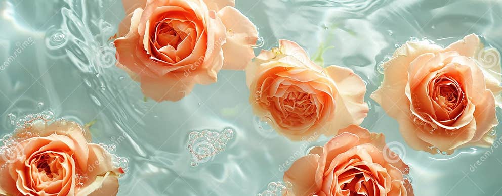 Romantic Creative Layout with Roses Floating in Water. Minimal Nature ...