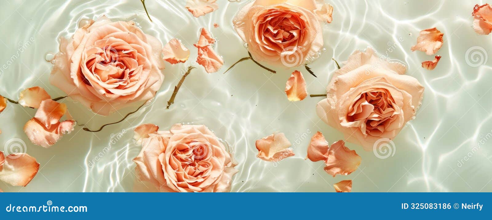 Romantic Creative Layout with Roses Floating in Water. Minimal Nature ...