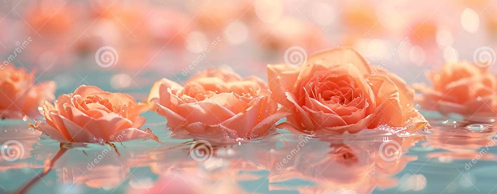 Romantic Creative Layout with Roses Floating in Water. Minimal Nature ...