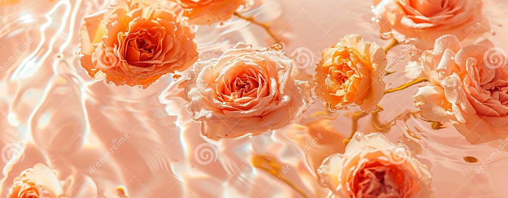 Romantic Creative Layout with Roses Floating in Water. Minimal Nature ...