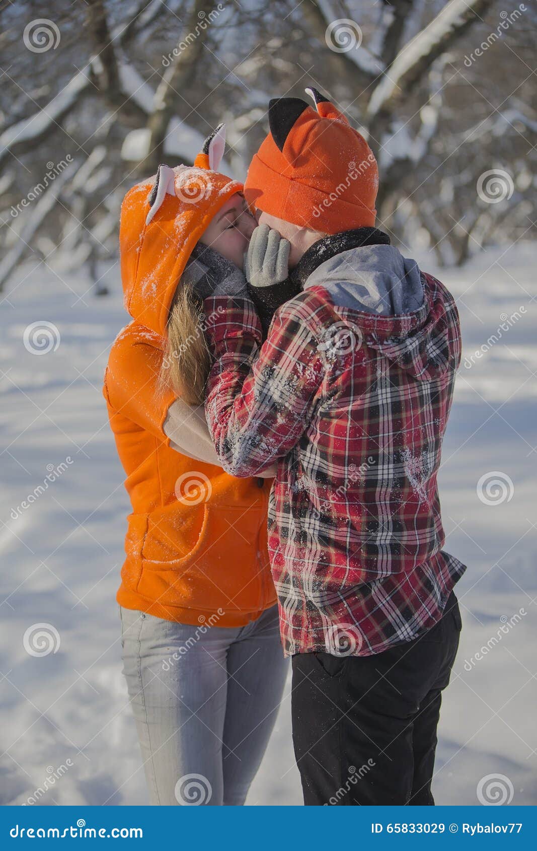 Romantic Cute Couple in the Winter. Stock Image - Image of people ...