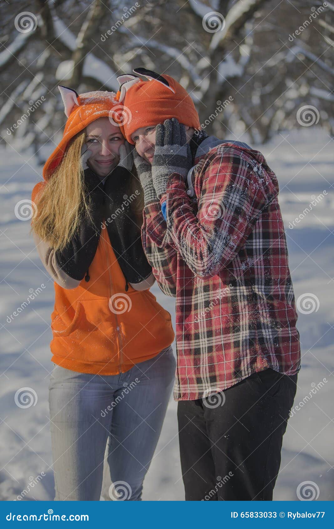 Romantic Cute Couple in the Winter. Stock Image - Image of casual ...