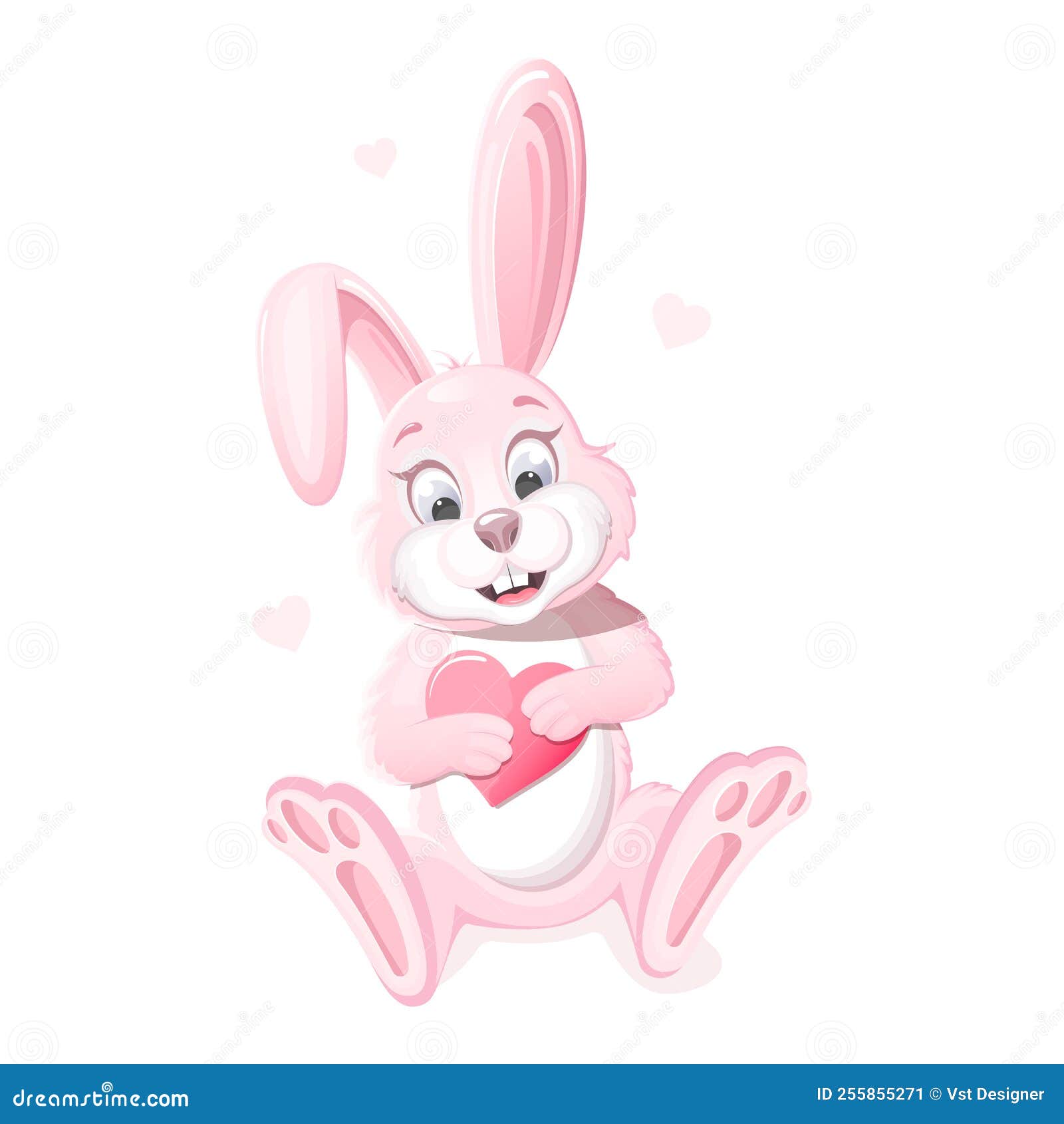 Romantic and Cute Pink Bunny Stock Vector - Illustration of personage ...
