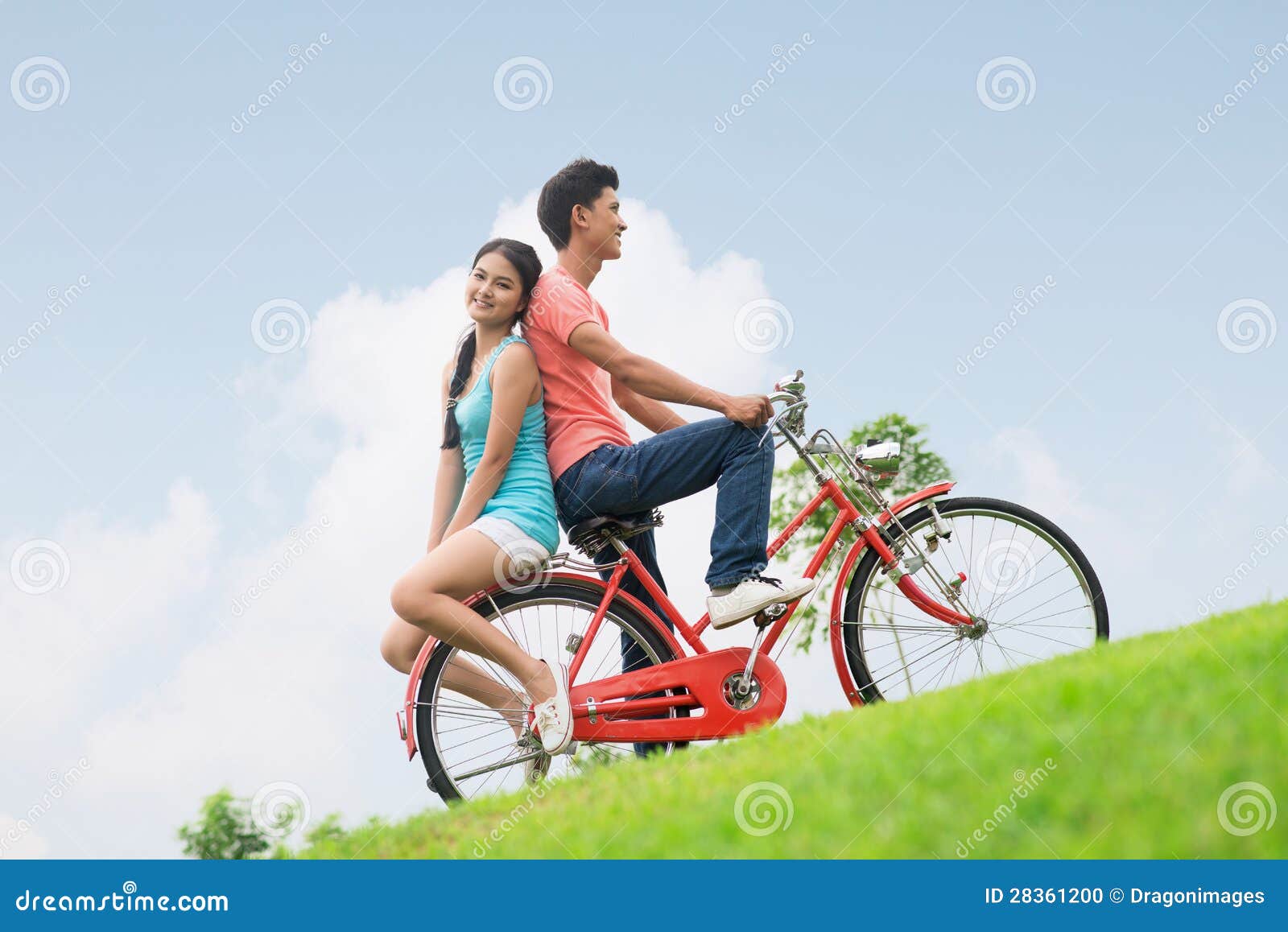 Romantic cyclists stock photo. Image of enjoying, affectionate - 28361200