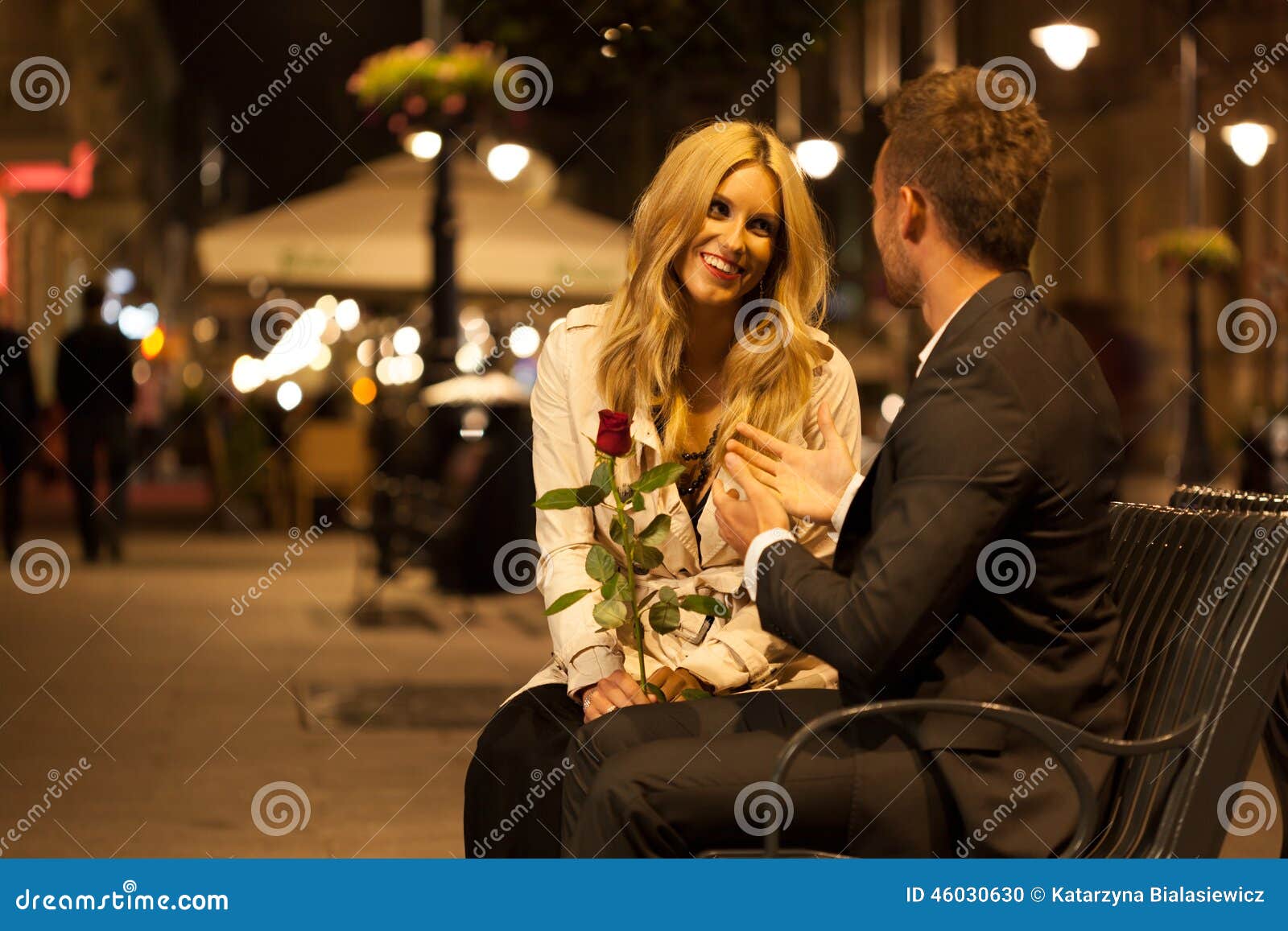 Romantic date on a bench stock photo. Image of love, adults - 46030630