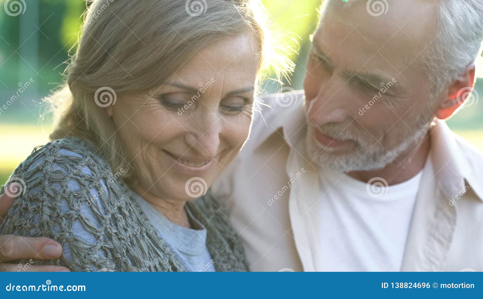 Romantic Date Happy Senior Couple Embracing Dating Website Love And