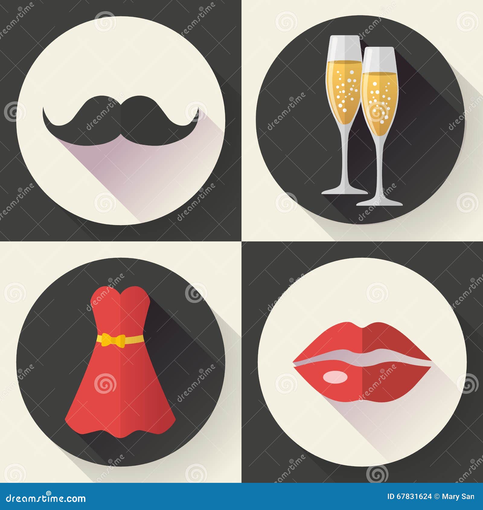 Romantic Date Icons, Flat Design Style Stock Vector - Illustration of ...