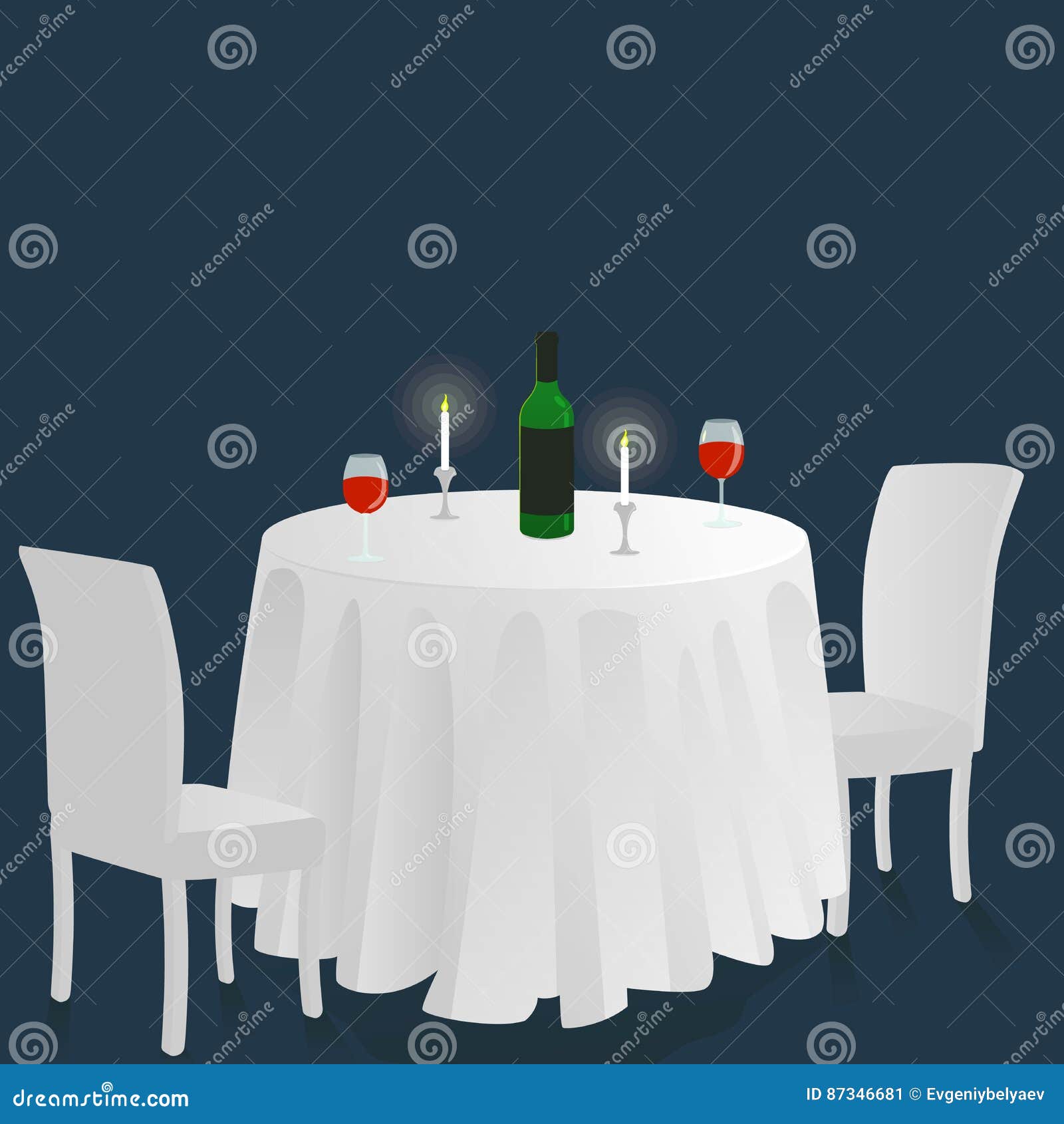 A Romantic Date. a Romantic Dinner for Two. a Table with a White Cloth ...