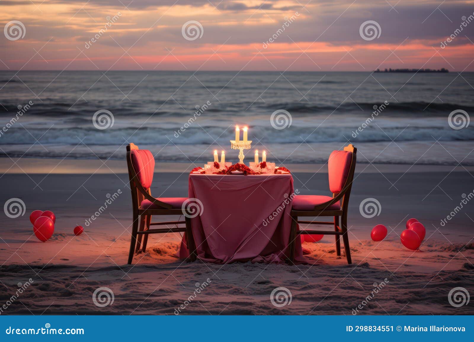 Romantic Date by the Sea, Dinner at Sunset. Generative AI Stock Image ...