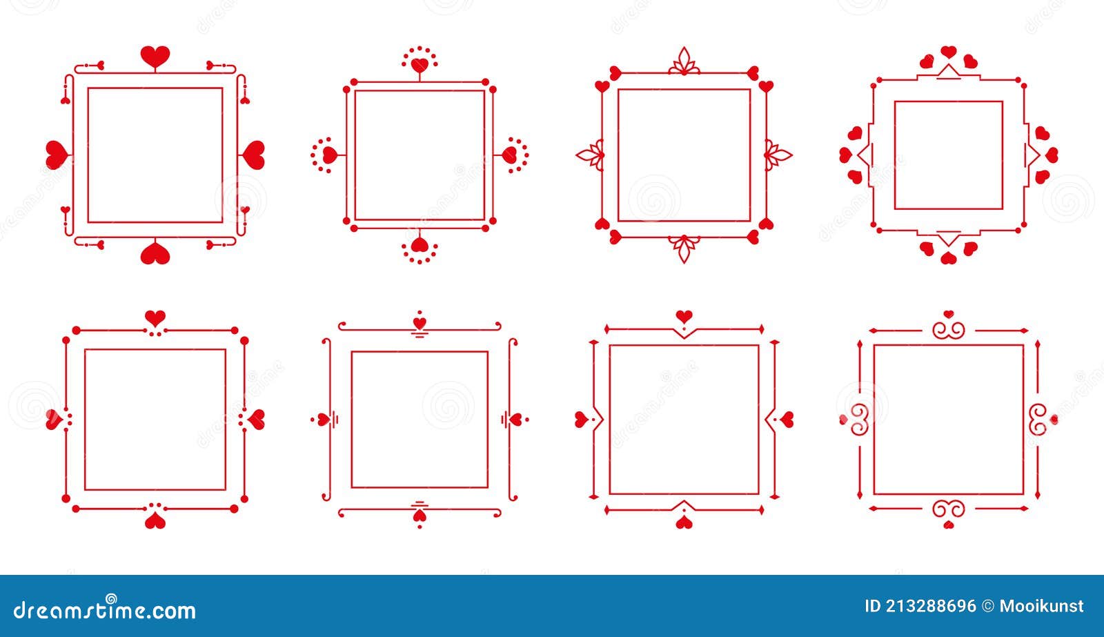 Romantic Decor Red Frame Border Text Vector Set Stock Vector ...