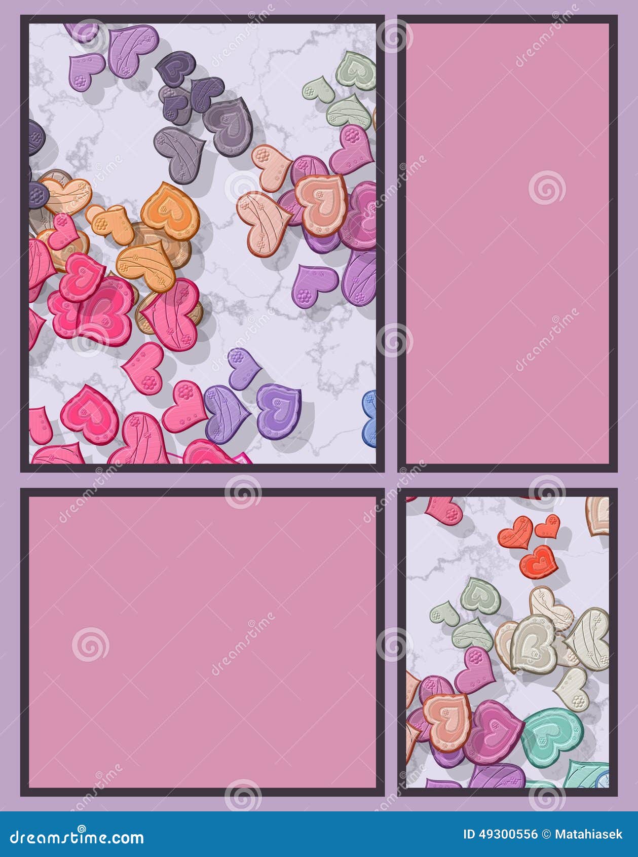 Romantic Decorated Tile or Card with Hearts Stock Illustration ...