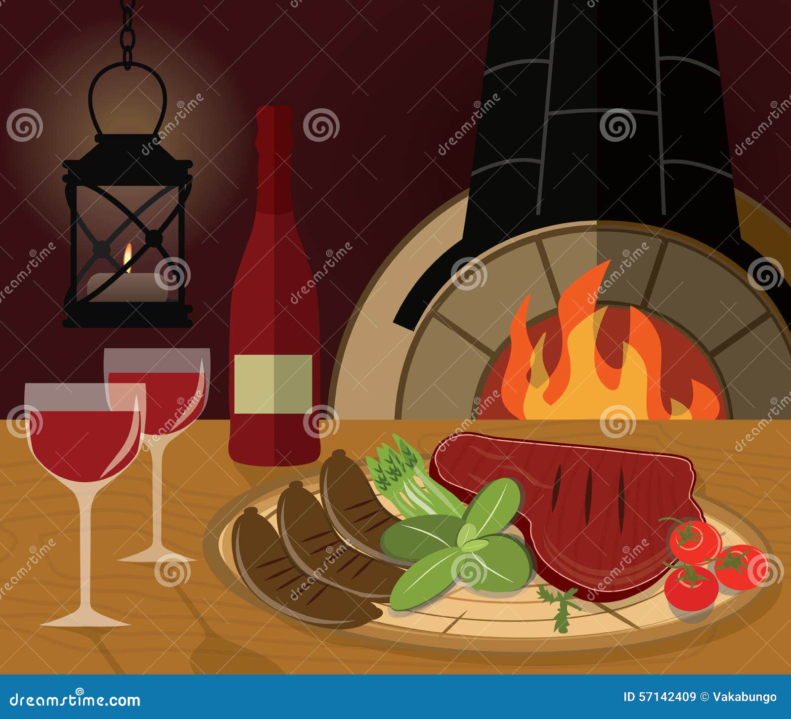 Cartoon Steak Dinner