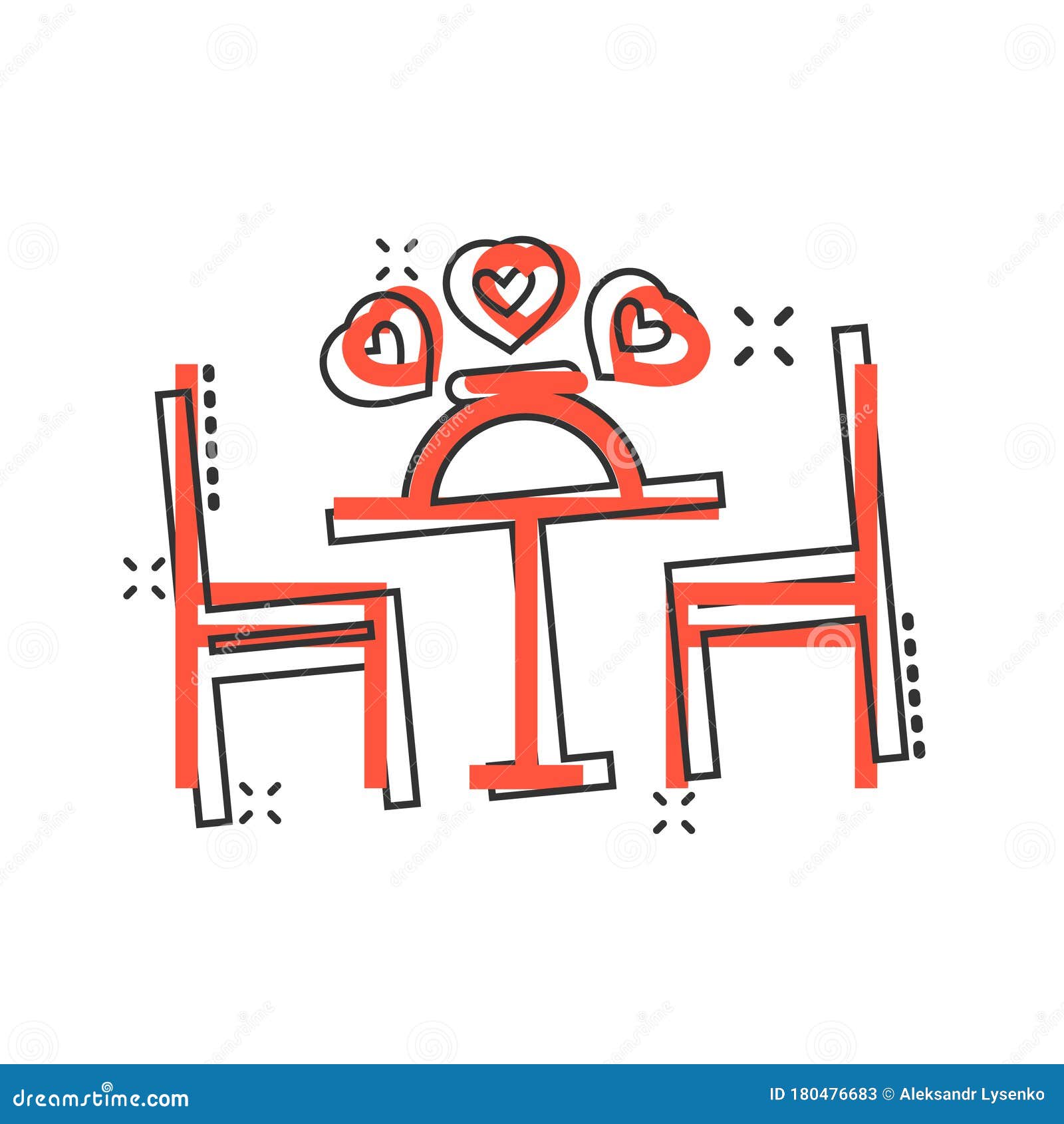 Romantic Dinner Icon in Comic Style. Cafe Cartoon Vector Illustration ...