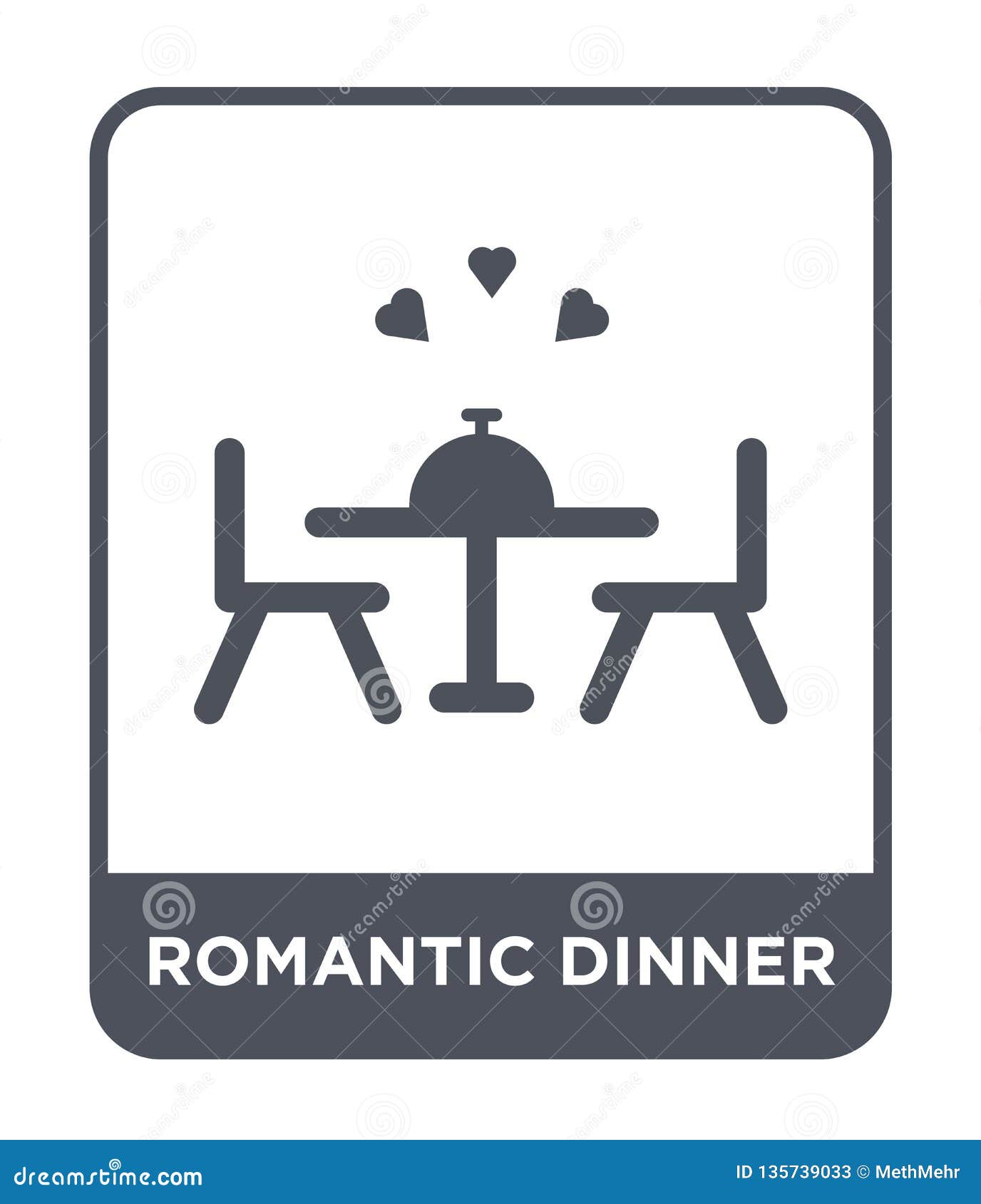 Romantic Dinner Icon in Trendy Design Style. Romantic Dinner Icon ...
