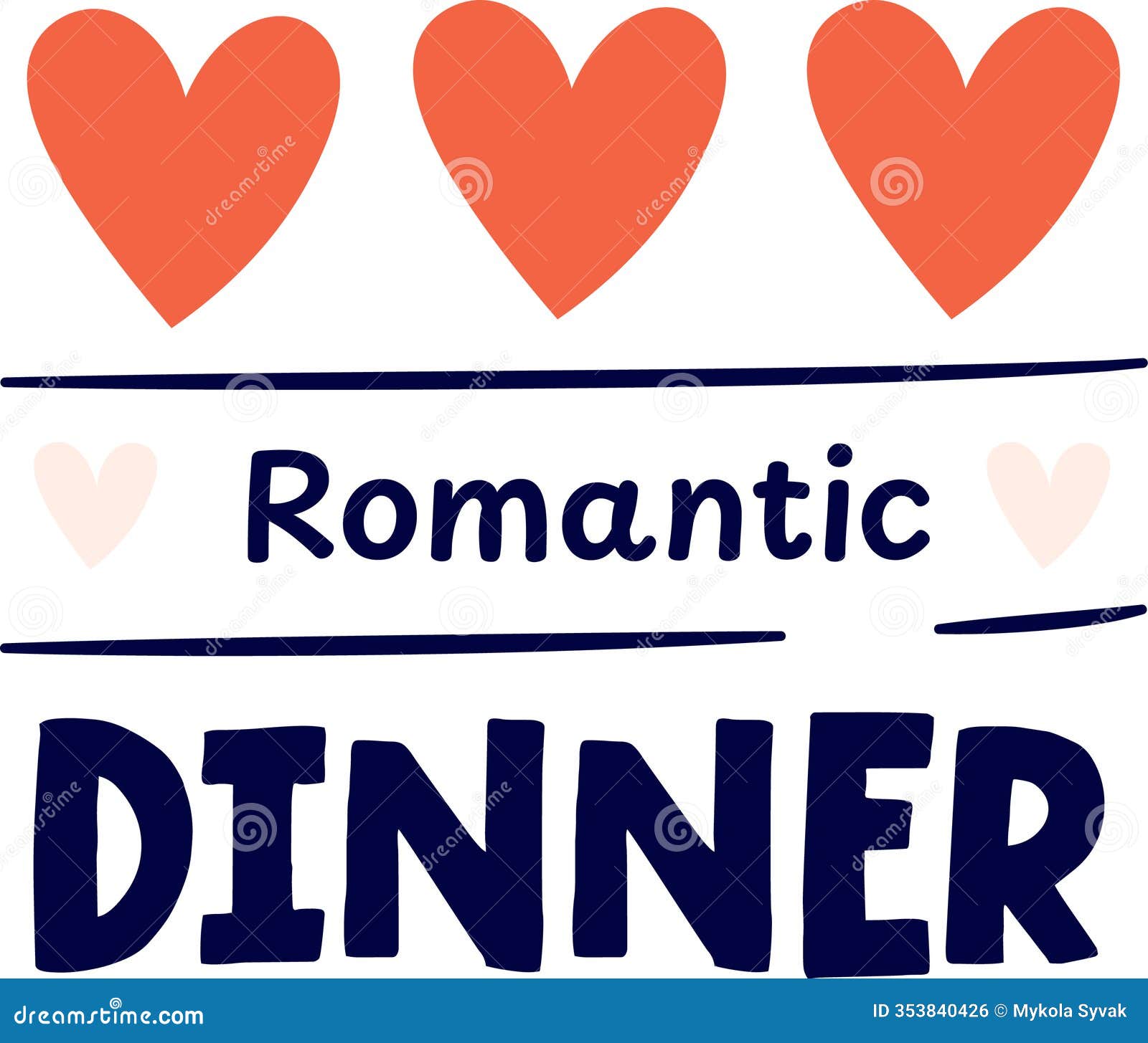 Romantic Dinner Lettering Banner Stock Illustration - Illustration of ...