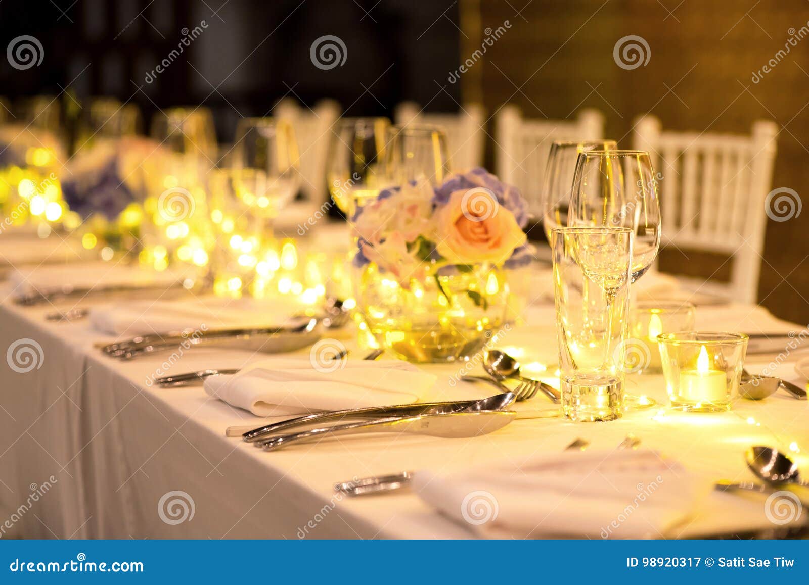 Romantic Dinner Luxury Wedding Set Up. Stock Image - Image of banquet ...