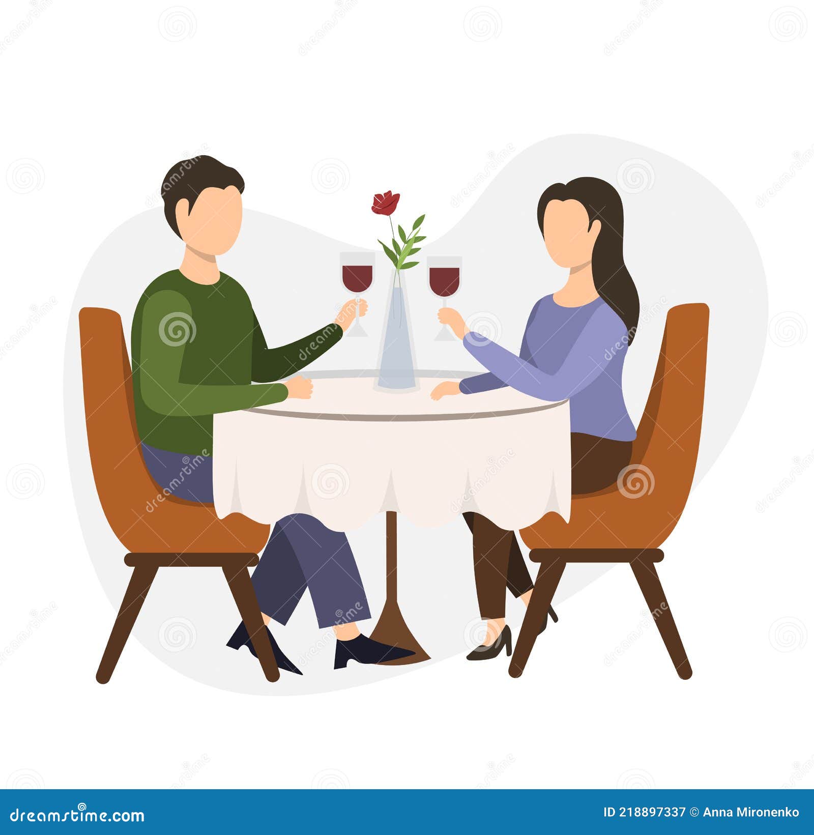 Romantic Dinner, a Man and a Woman at a Table Stock Vector ...