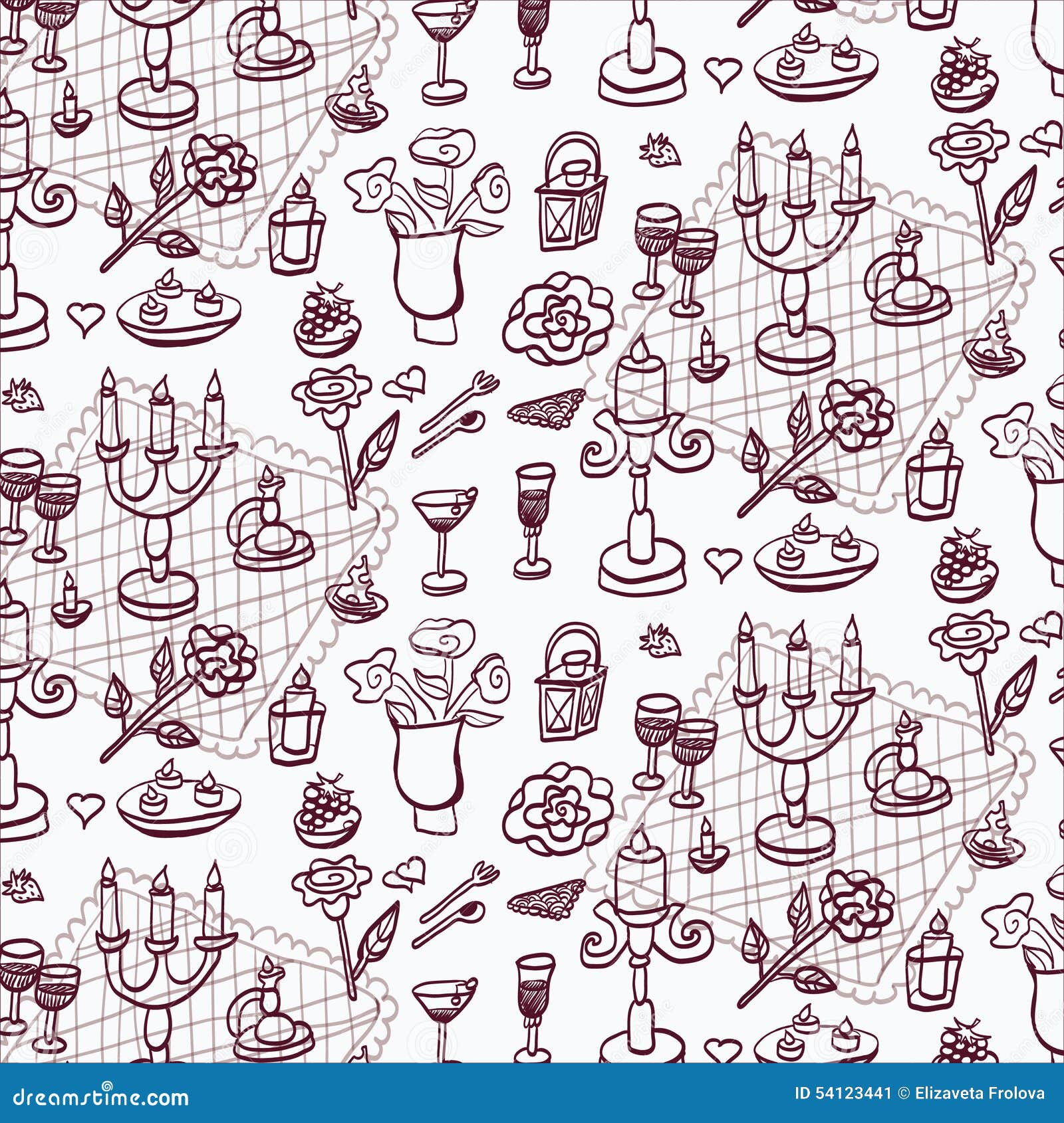 Romantic dinner pattern stock vector. Illustration of night - 54123441