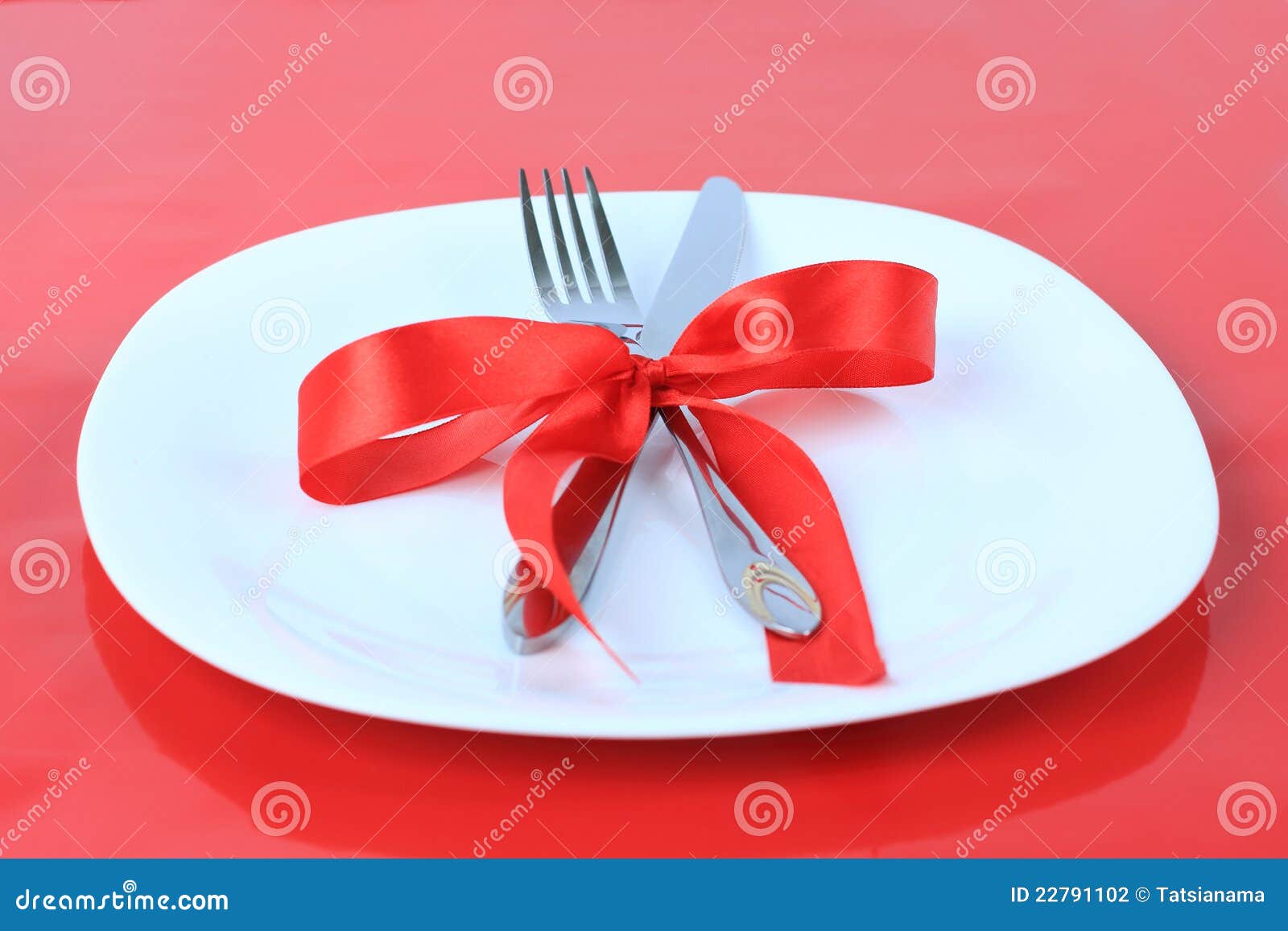 Romantic Dinner on Red Background Stock Photo - Image of banquet ...