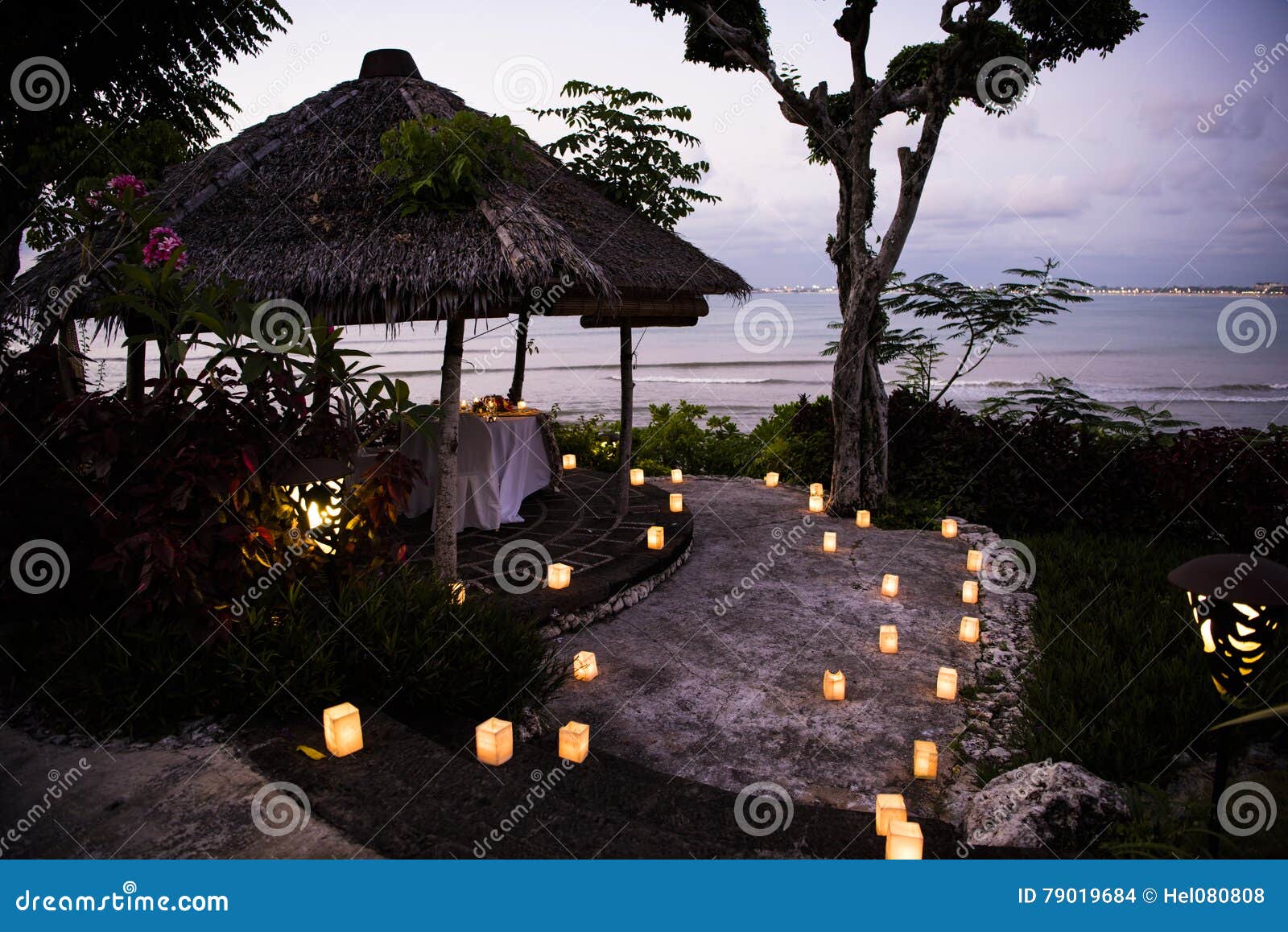Romantic dinner set Bali stock photo. Image of island - 79019684