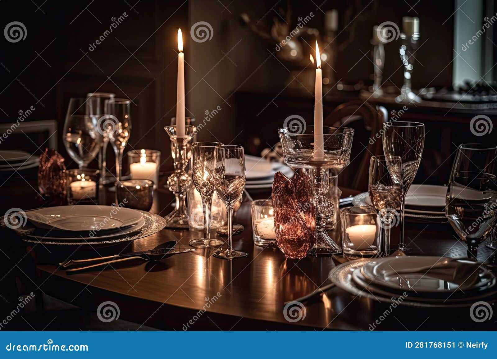 Romantic dinner set stock image. Image of night, romance - 281768151