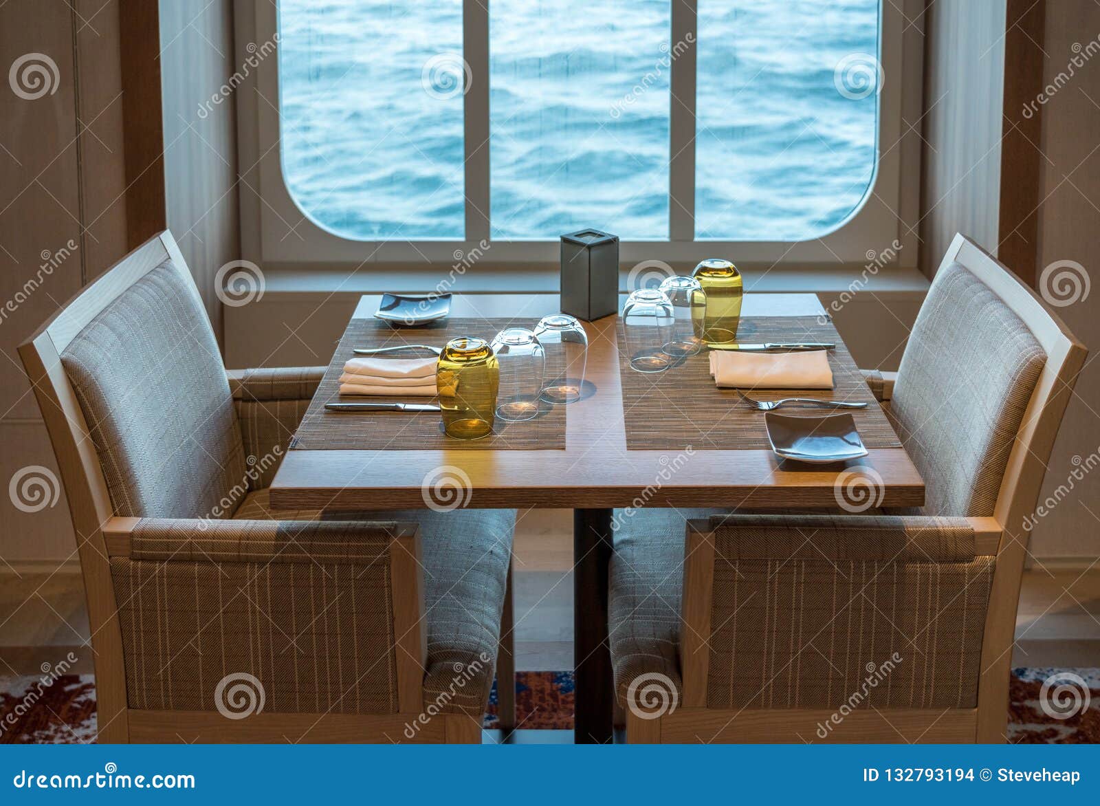 Table for Two in Shipboard Restaurant by Window Stock Photo - Image of ...