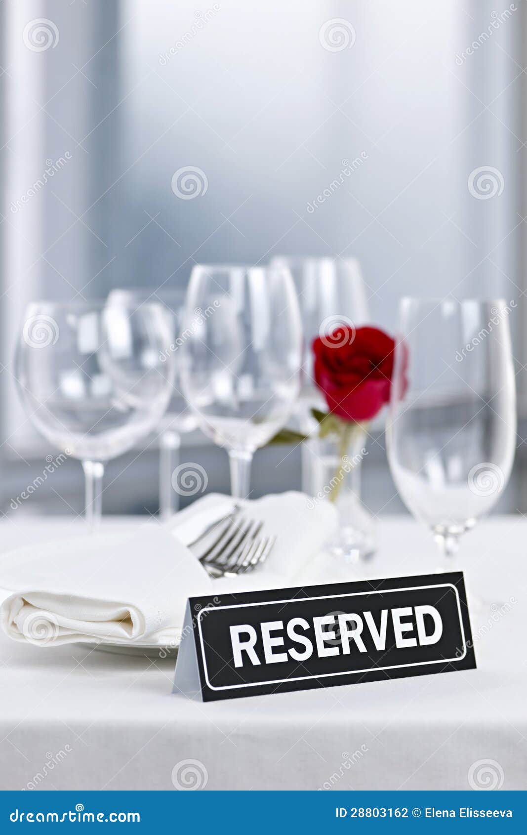 Romantic Dinner Setting with Reserved Sign Stock Photo - Image of ...