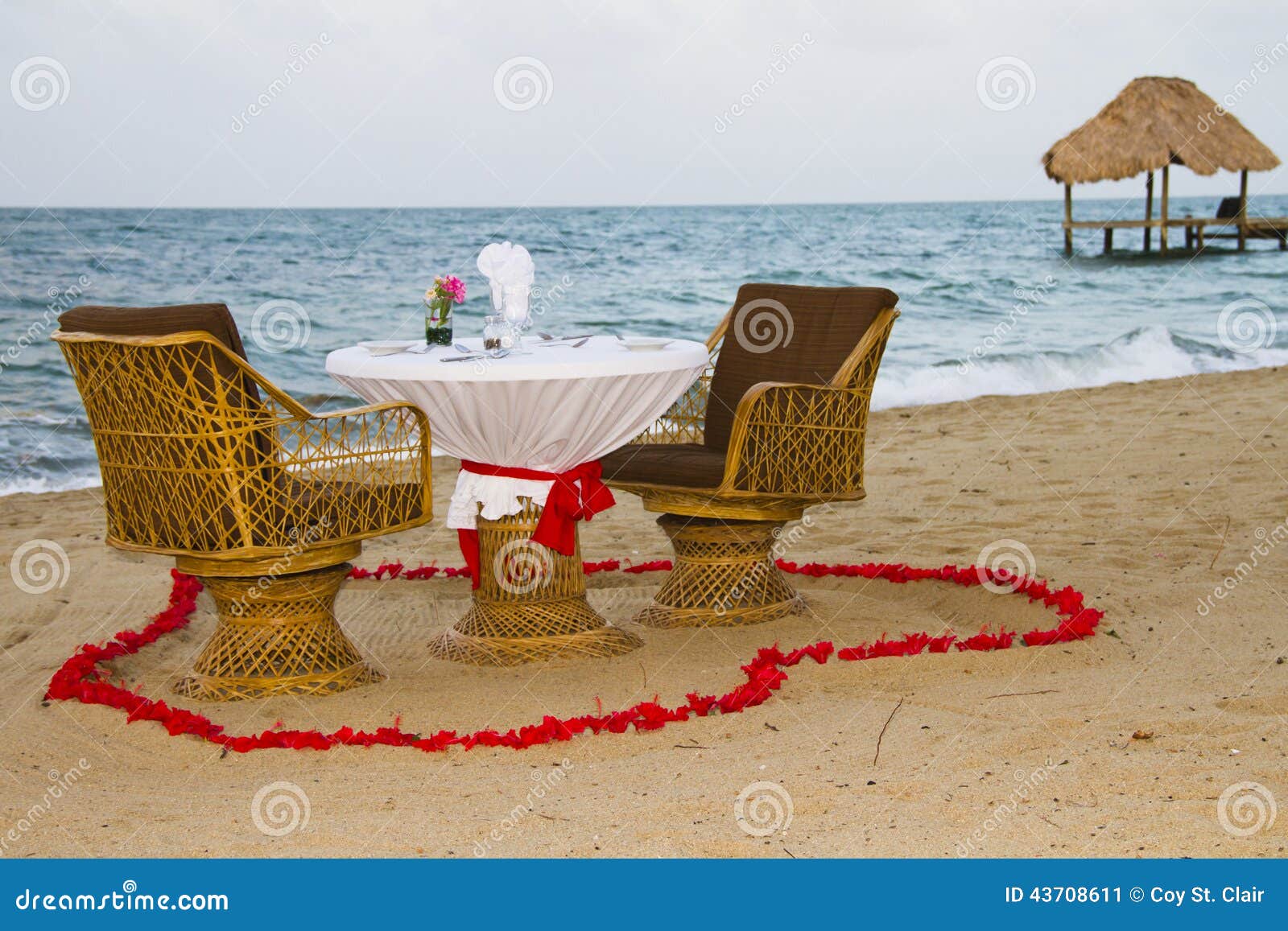 Romantic Dinner Setup on Beach Stock Image - Image of tropical, heart ...