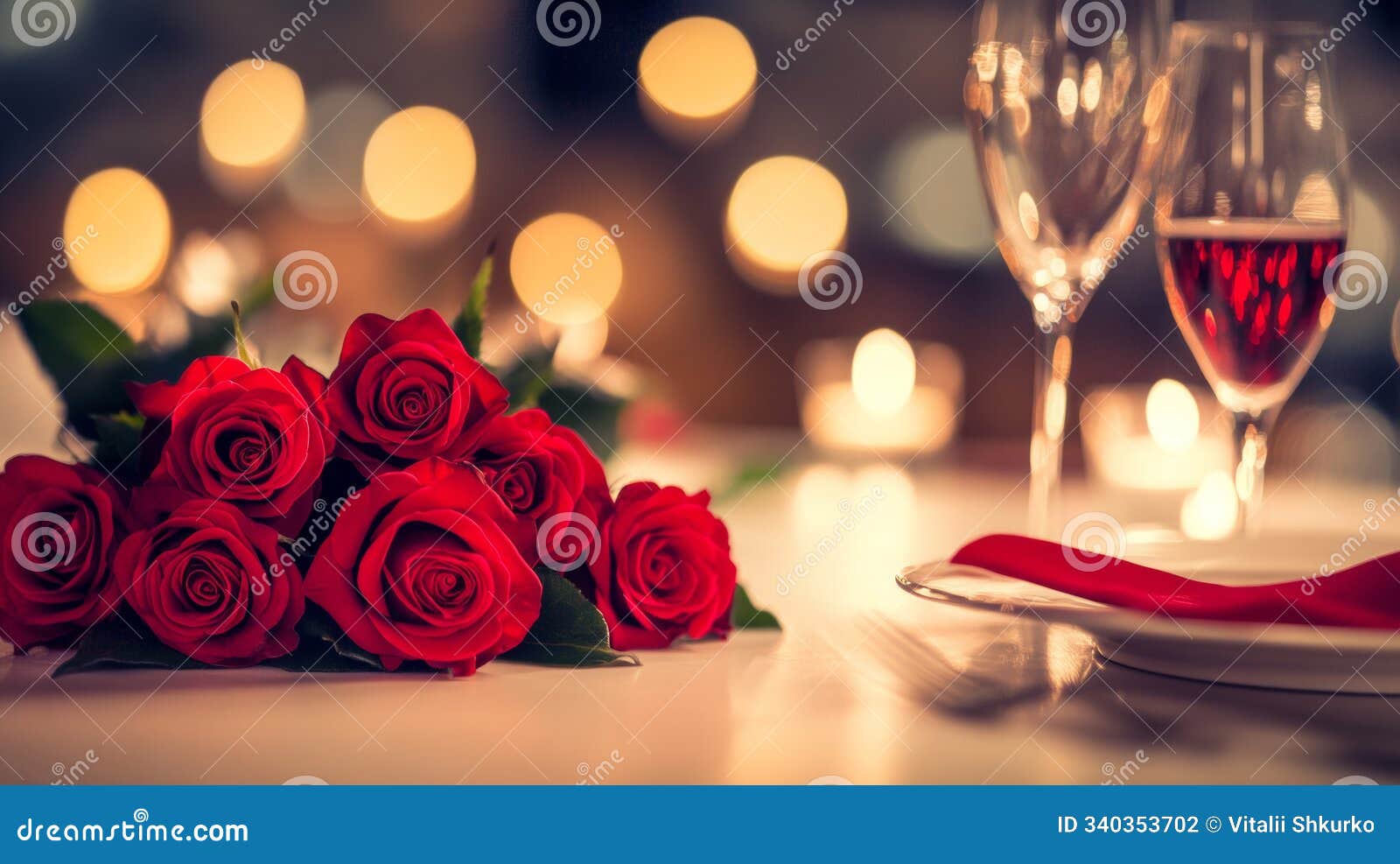 Romantic Dinner Setup with Red Roses and Candles for a Special ...