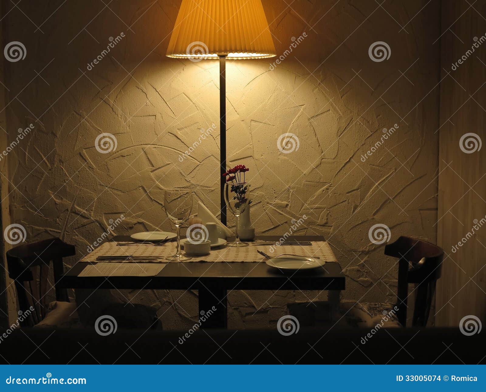 Romantic Dinner Table for Couple Served Restaurant Stock Photo - Image ...