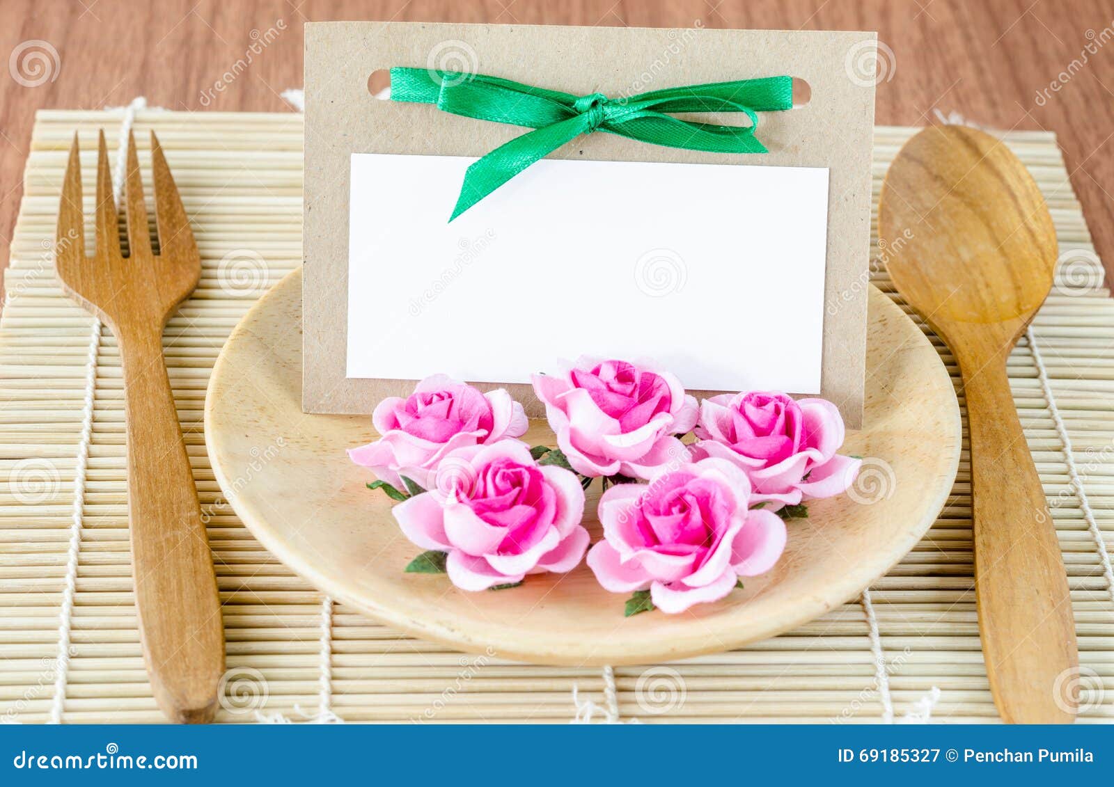 Romantic Dinner Table Setting with Blank Note. Stock Image - Image of ...