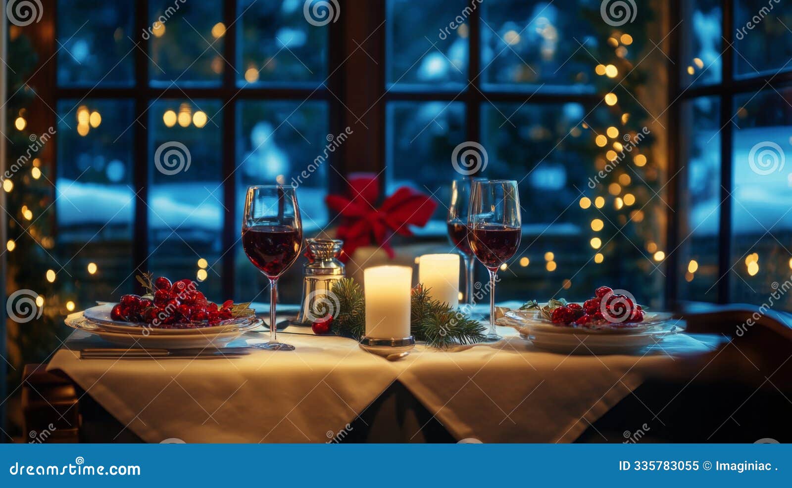 Romantic Dinner Table Setting with Wine Glasses and Candles by the ...