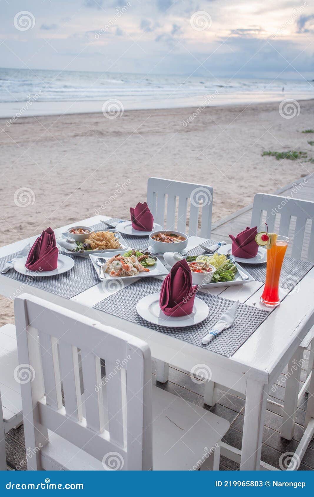 Romantic Dinner Table Setup on Tropical Beach Stock Image - Image of ...