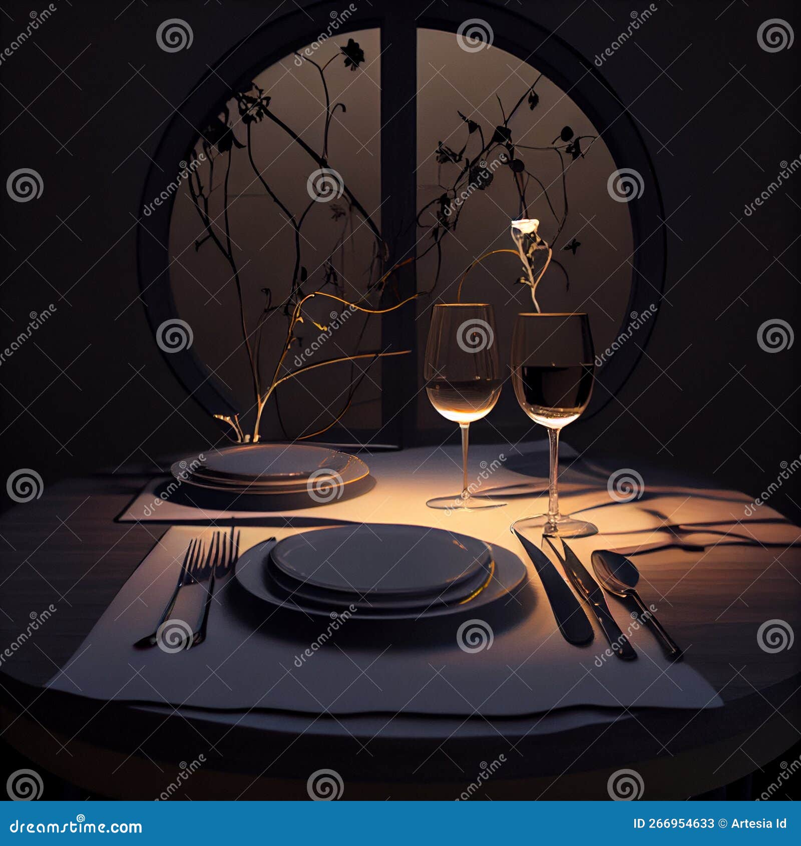 Romantic Dinner Tables stock illustration. Illustration of event ...