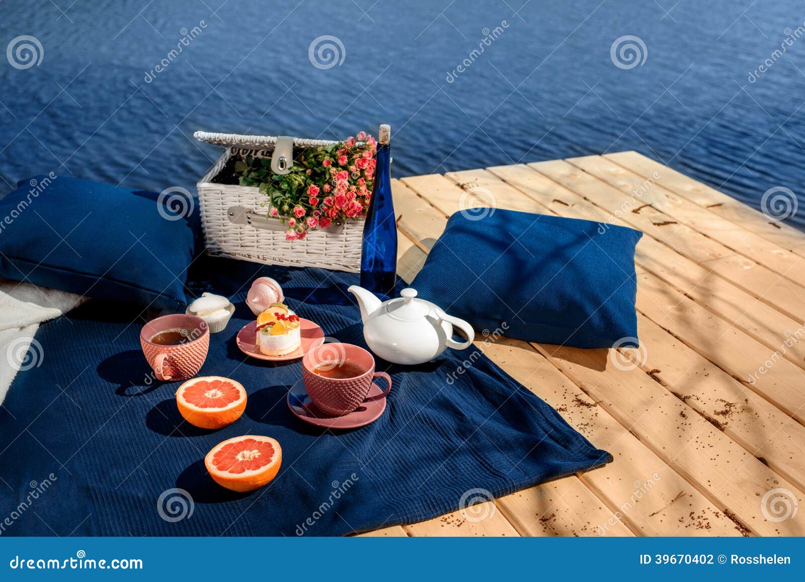 Romantic Dinner on Terrace Near Blue Water Stock Photo - Image of ...