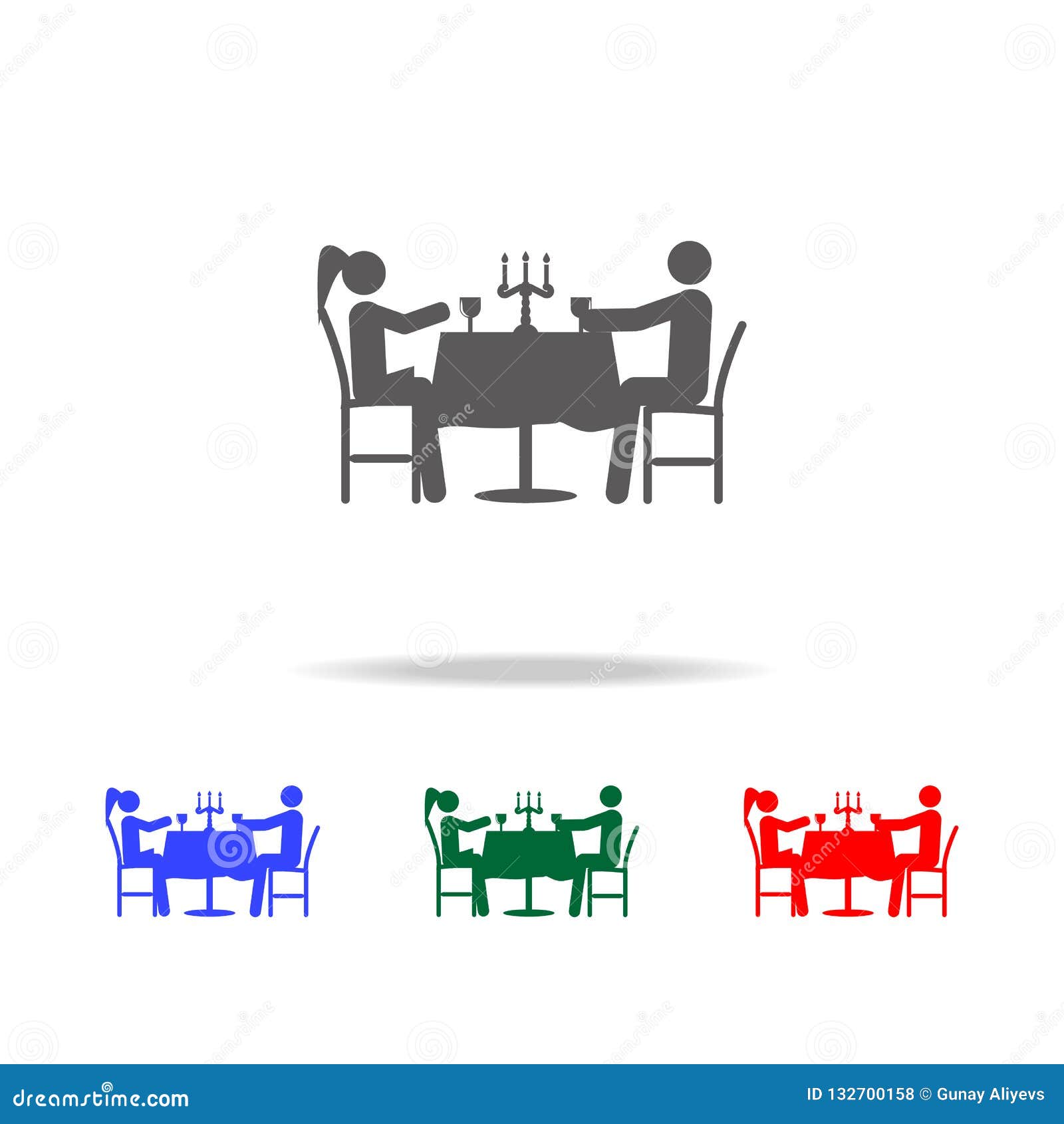 Romantic Dinner for Two Icon. Elements of Love in Multi Colored Icons ...