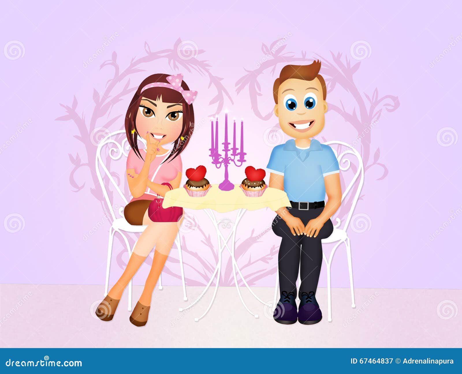 Romantic dinner for two stock illustration. Illustration of valentine ...