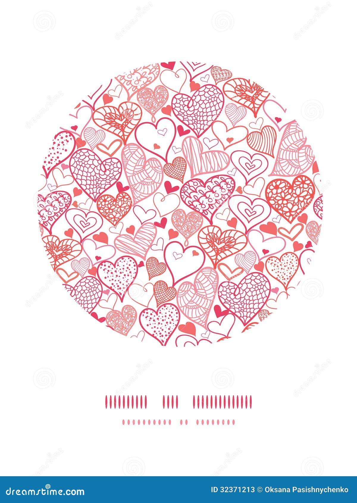 Romantic Doodle Hearts Circle Decor Pattern Stock Vector - Illustration ...