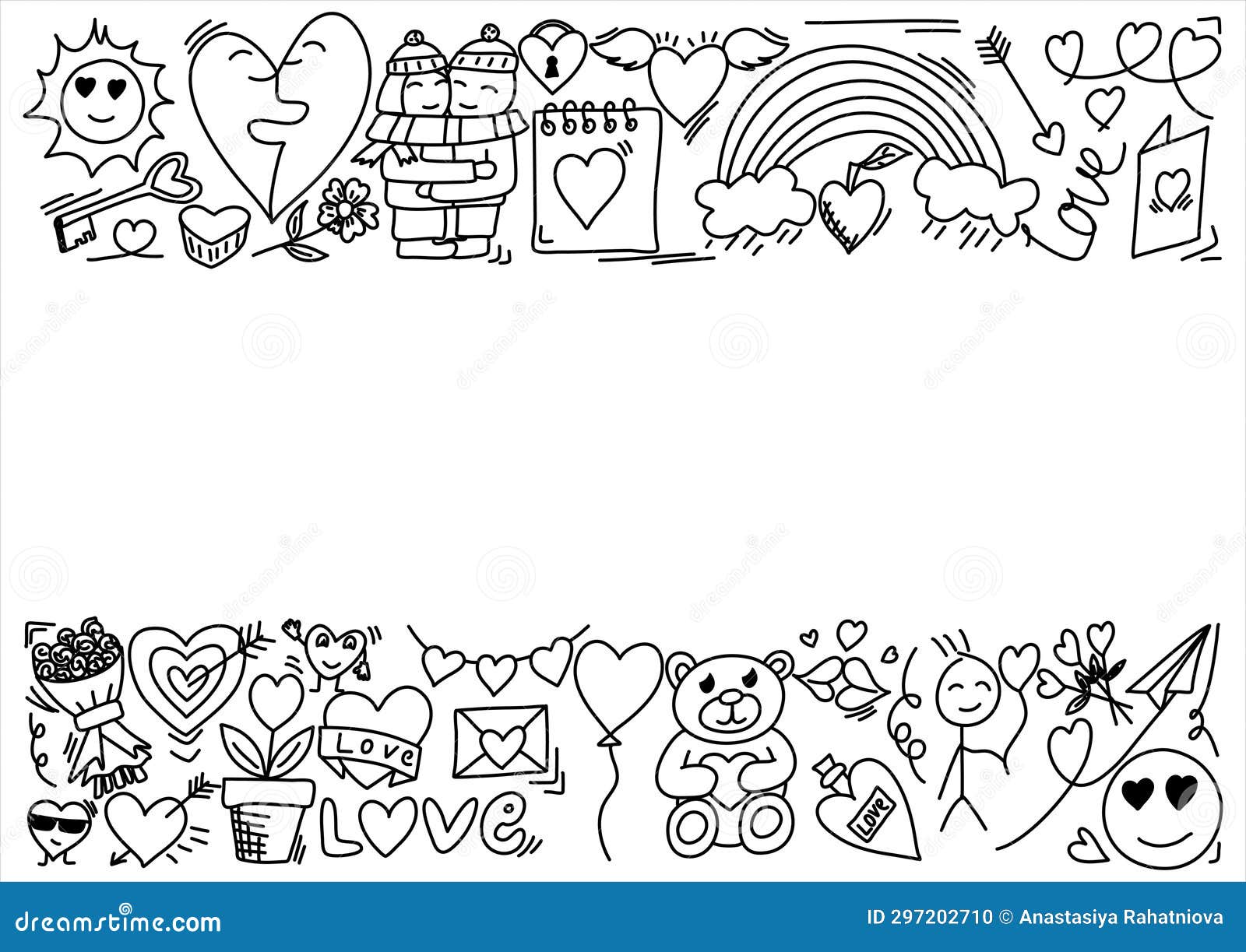 Romantic Doodle for Valentines Day with Copy Space. Vector Illustration ...