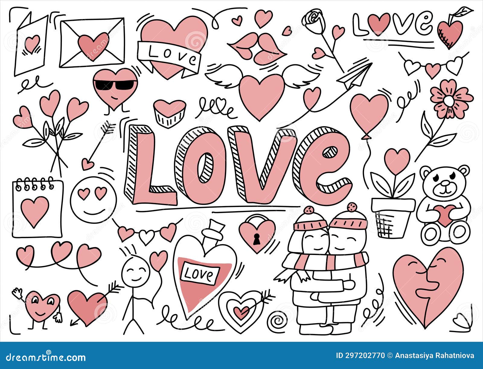 Romantic Doodle for Valentines Day. Vector Illustration Stock Vector ...