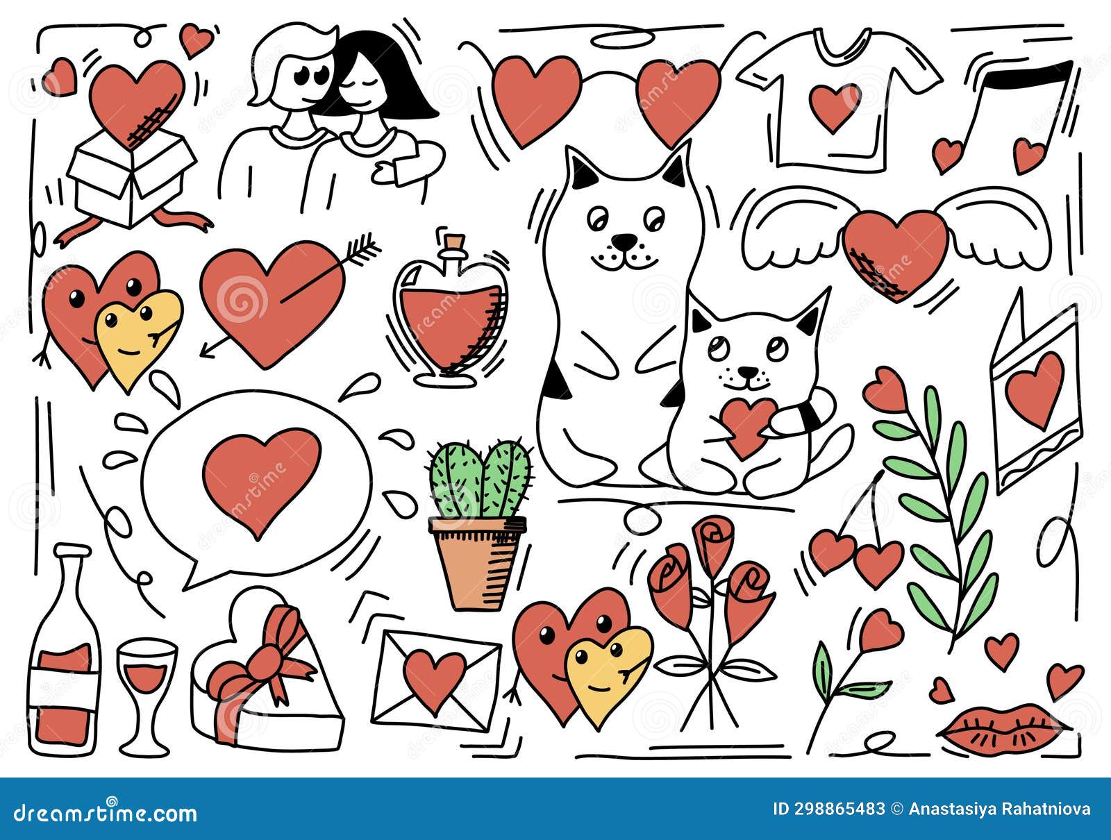 Romantic Doodle for Valentines Day. Vector Illustration Stock ...