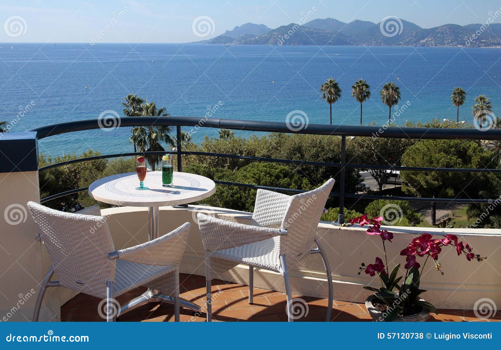 Romantic Drink on French Riviera Stock Photo - Image of background ...