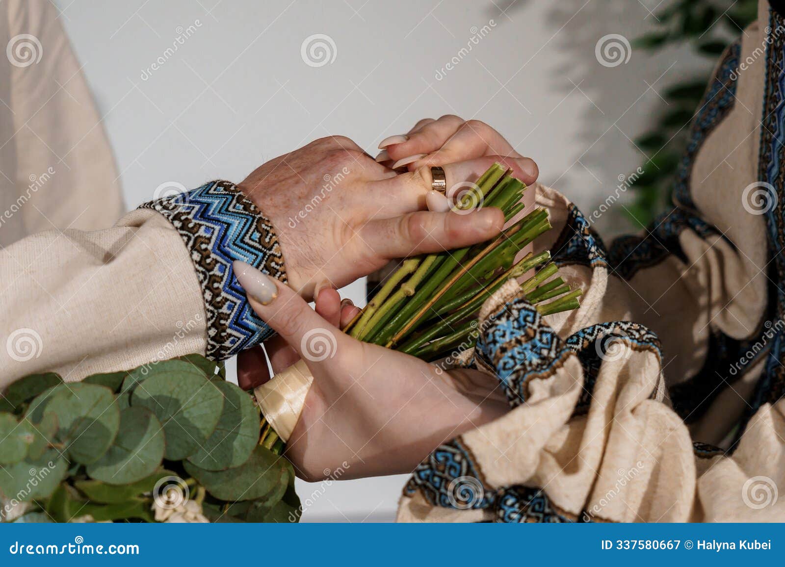 Romantic Engagement Ceremony: Hands Exchanging Rings with Traditional ...
