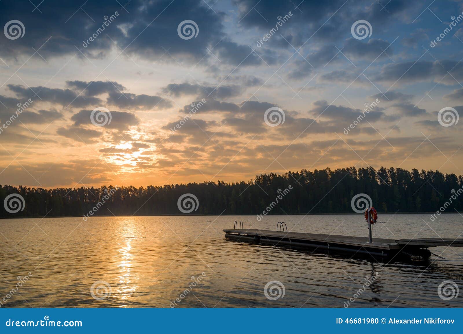 Romantic evening at lake stock photo. Image of rest, pier - 46681980