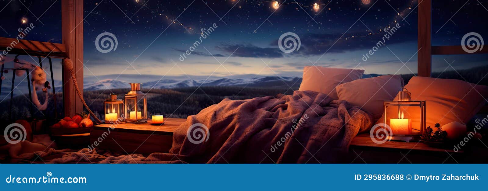 A Romantic Evening Under a Starry Sky with Cozy Blankets. Stock ...