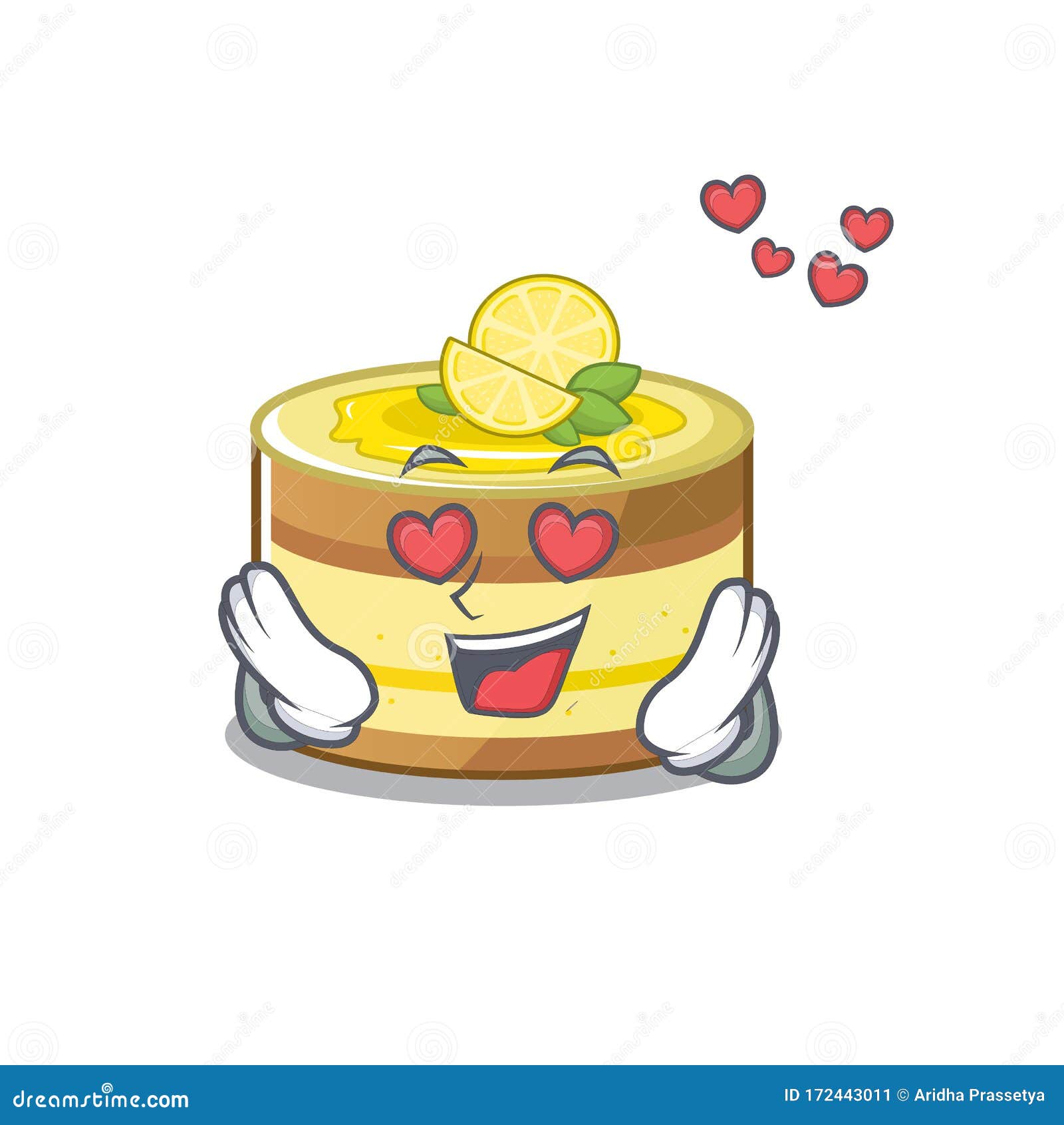 Romantic Falling in Love Lemon Cake Cartoon Character Concept Stock ...